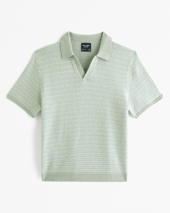 Hombre Polo estilo suéter con cuello Johnny retro | Hombre Ofertas | Abercrombie.com