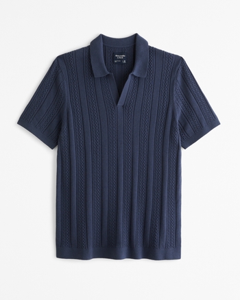 Hombre Polo estilo suéter con punto de ochos y cuello Johnny | Hombre Ofertas | Abercrombie.com