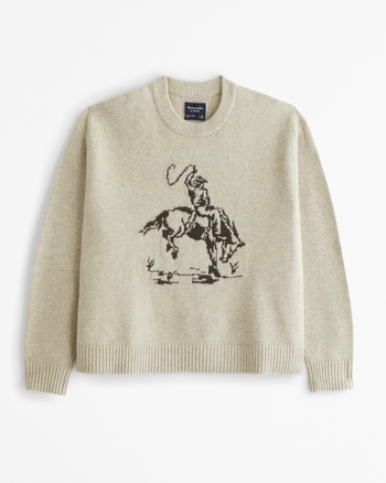 Men's Oversized Cowboy Graphic Crew Sweater | Men's Sale | Abercrombie.com