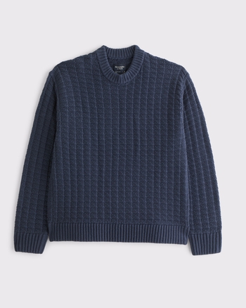 Men's Oversized Checkered Stitch Crew Sweater | Men's Clearance ...