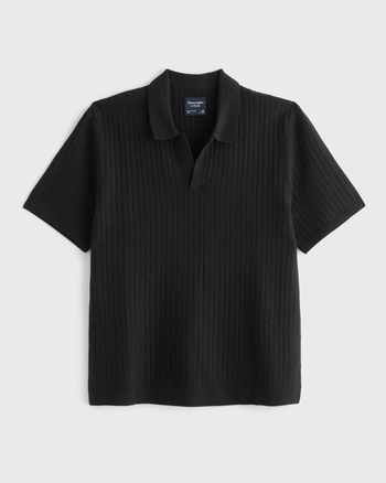 Men's Classic Stitch Johnny Collar Sweater Polo | Men's Tops ...