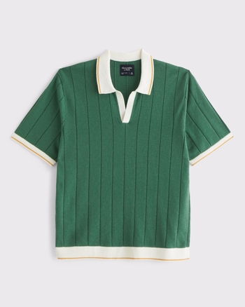 Men's Blocked Johnny Collar Sweater Polo | Men's Tops | Abercrombie.com