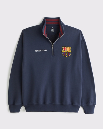 Men's FC Barcelona Graphic Half-Zip Sweatshirt | Men's Tops ...