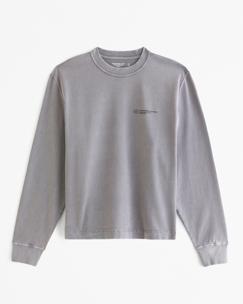 Men's Long-Sleeve Vintage-Inspired Cropped Micro-Logo Tee | Men's Sale ...