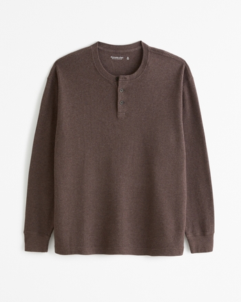 Men's Long-Sleeve Grid Waffle Henley | Men's Tops | Abercrombie.com