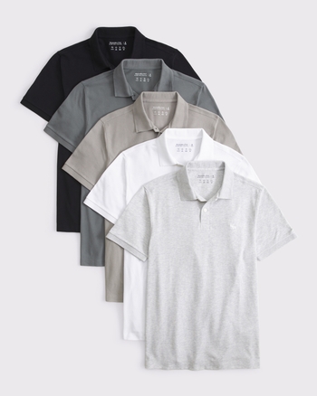 Men's 5-Pack Textured Icon Don't Sweat It Polos | Men's Tops | Abercrombie.com
