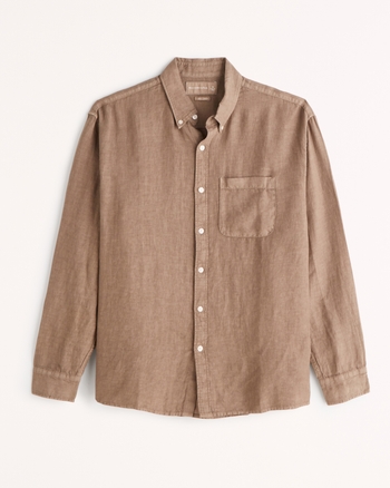 Men's Linen Button-Up Shirt | Men's Tops | Abercrombie.com