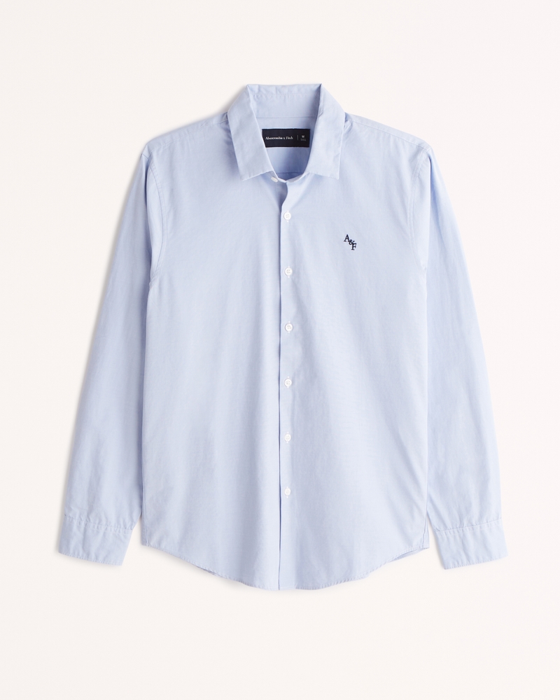 Men's Premium Poplin Logo Dress Shirt | Men's Tops | Abercrombie.com