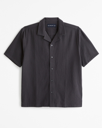 Men's Camp Collar Textured Button-Up Shirt | Men's Sale | Abercrombie.com