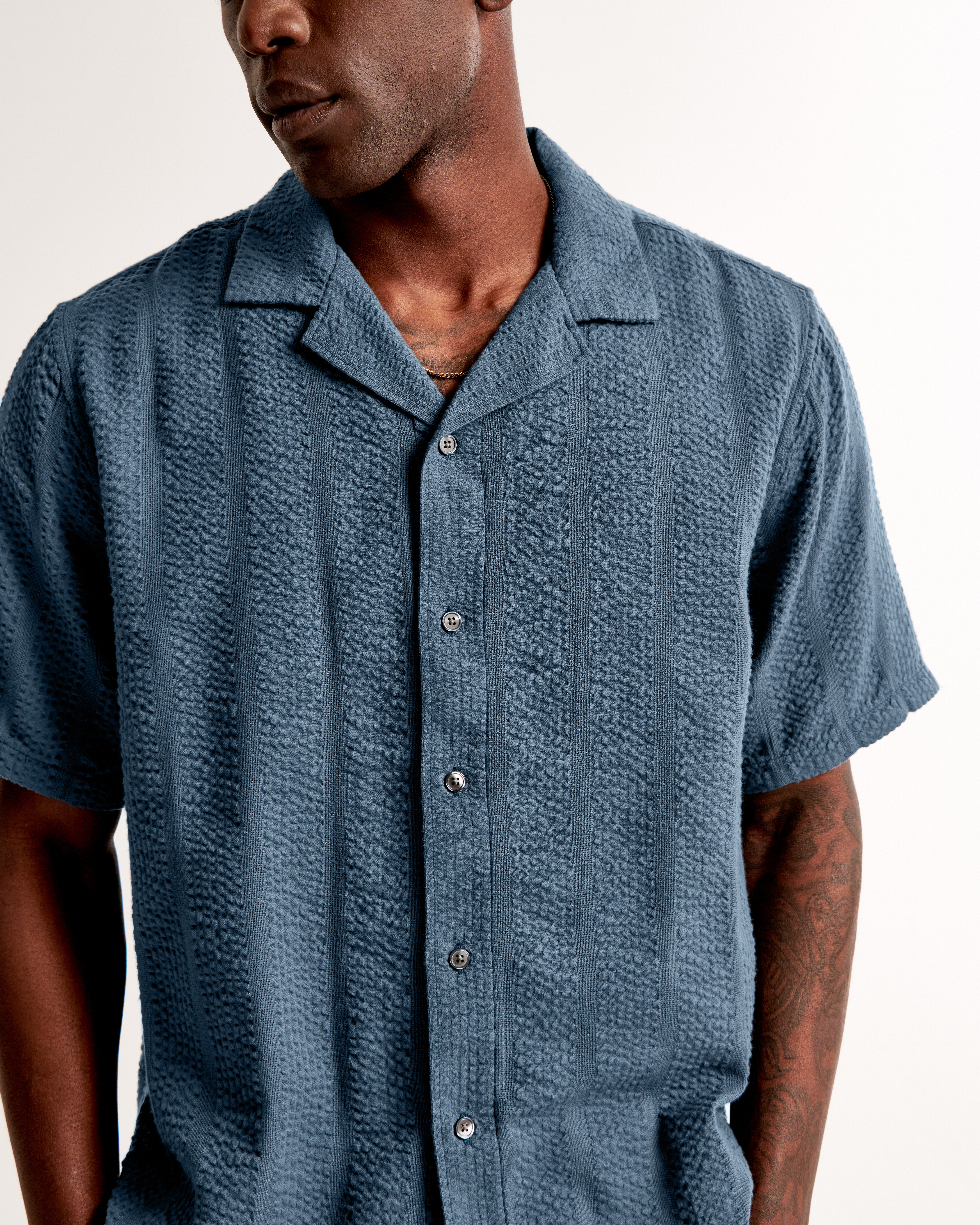 Men's Camp Collar Seersucker Shirt | Men's Clearance Men's Camp Collar Seersucker Shirt | Men's Clearance