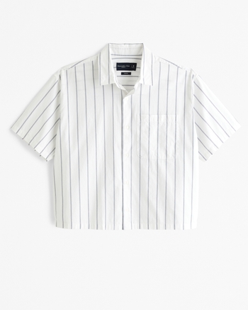 Men's Short-Sleeve Cropped Workwear Button-Up Shirt | Men's Sale ...