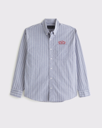 Men's Preppy Poplin Button-Up Shirt | Men's Clearance | Abercrombie.com