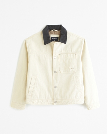 Hombre Lightweight Cropped Workwear Jacket | Hombre Abrigos y chaquetas | Abercrombie.com