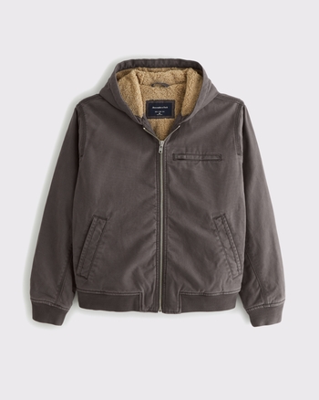 Men's Hooded Workwear Bomber Jacket | Men's Clearance | Abercrombie.com