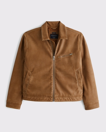 Men's Western Vegan Leather Trucker Jacket | Men's Clearance | Abercrombie.com