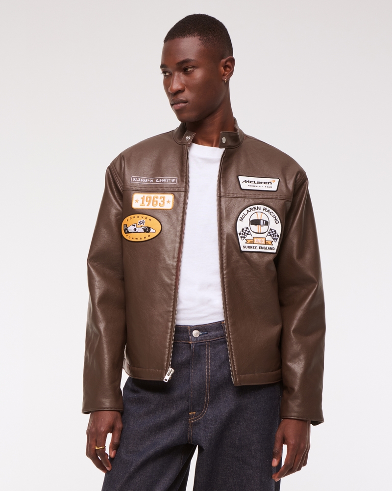 Bomber Jacket Leather Racing Jacket Mens Mclaren Abercrombie Coats And ...