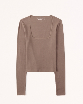 Women's Essential Long-Sleeve Squareneck Top | Women's Tops | Abercrombie.com