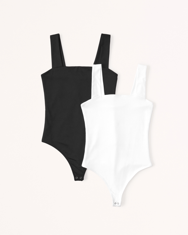 Womens 2 Pack Seamless Fabric Squareneck Bodysuits Womens Clearance