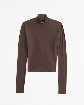 Women's Soft Matte Seamless Long-Sleeve Cropped Mockneck Top | Women's Clearance | Abercrombie.com