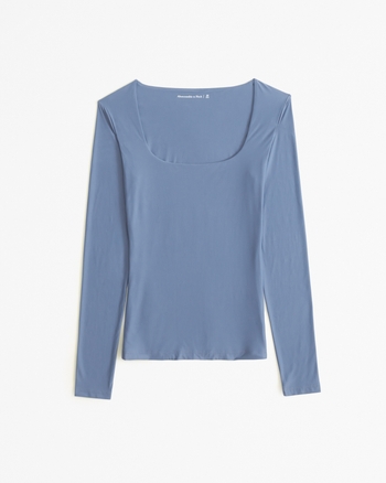 Women's Soft Matte Seamless Long-Sleeve Tuckable Squareneck Top | Women's Tops | Abercrombie.com