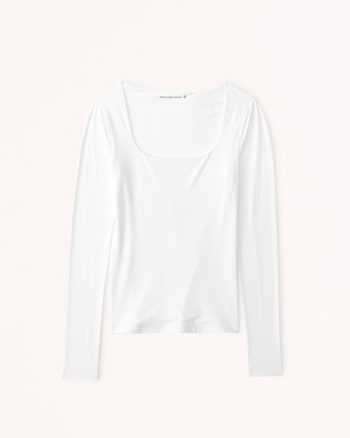 Women's Soft Matte Seamless Long-Sleeve Squareneck Top | Women's Clearance | Abercrombie.com