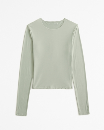 Women's Soft Matte Seamless Long-Sleeve Cropped Crew Top | Women's Clearance | Abercrombie.com