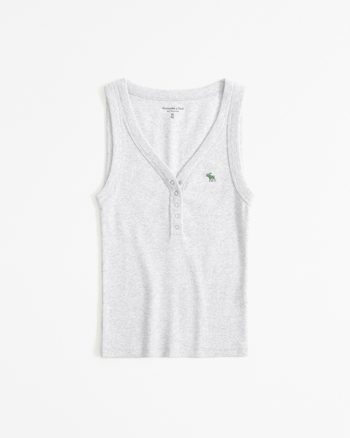 Women's Essential Rib Icon Henley Tank | Women's Tops | Abercrombie.com