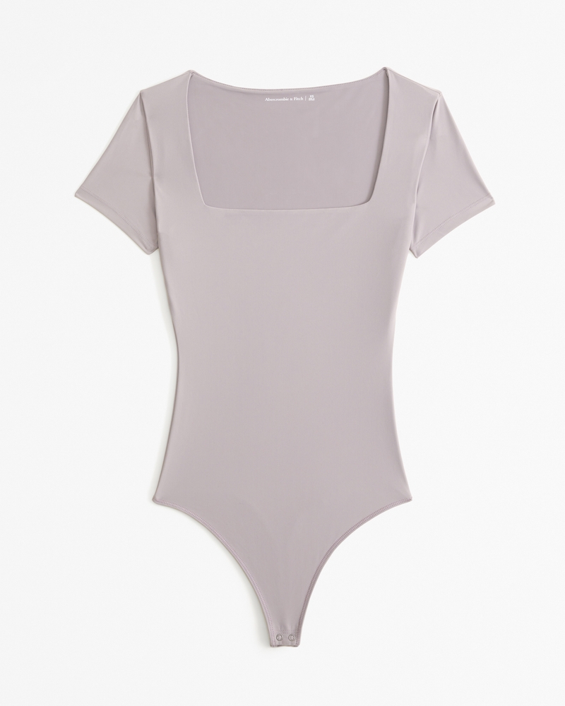 Women's Soft Matte Seamless Short-Sleeve Squareneck Bodysuit | Women's ...