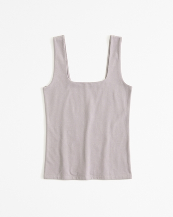 Women's Cotton-Blend Seamless Fabric Squareneck Tank | Women's Tops ...