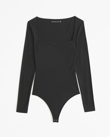 Damen Langärmliger Nahtloser Body Aus Soft Matte Material Mit Eckigem