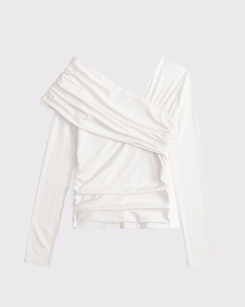 Dames Gedrapeerde top met lange mouwen en blote schouders | Dames Nieuw ...