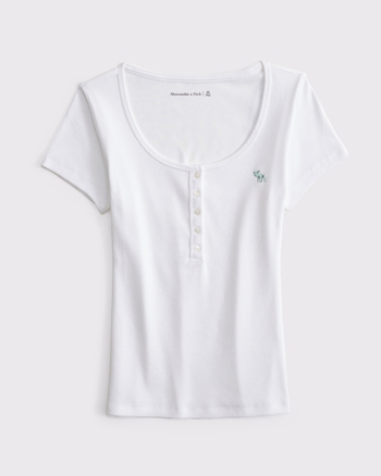 Women's Short-Sleeve Icon Henley Rib Top | Women's Tops | Abercrombie.com