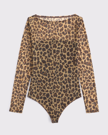 Mujer Body de malla y escote barco con manga larga | Mujer Prendas ...