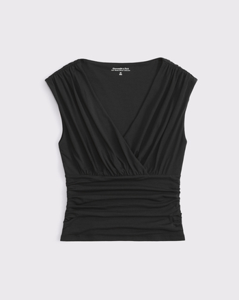 Women's Ruched V-Neck Top | Women's Clearance | Abercrombie.com