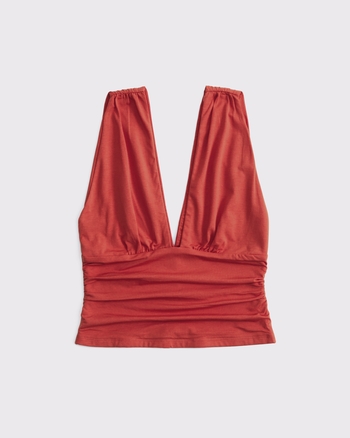 Women's Ruched Deep V-Neck Top | Women's Clearance | Abercrombie.com