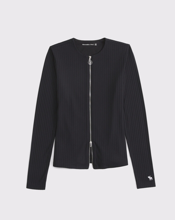 Women's Wide Rib Full-Zip Top | Women's Tops | Abercrombie.com