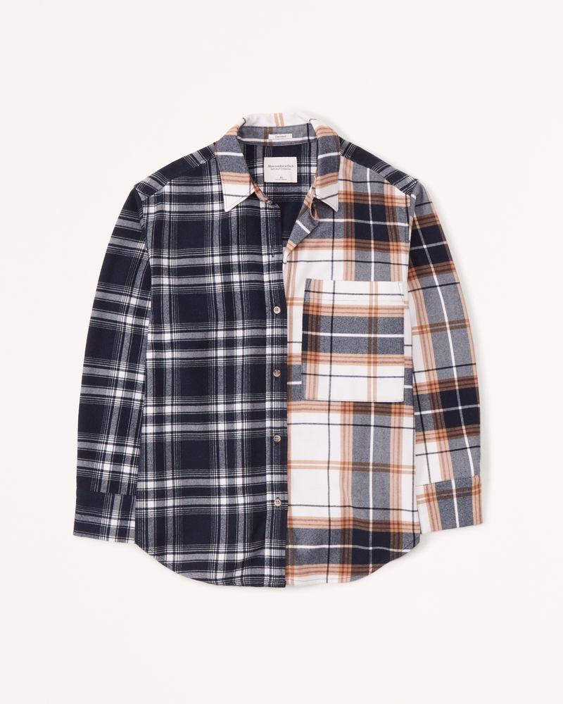 Women's Oversized Colorblock Flannel Shirt | Women's Clearance ...