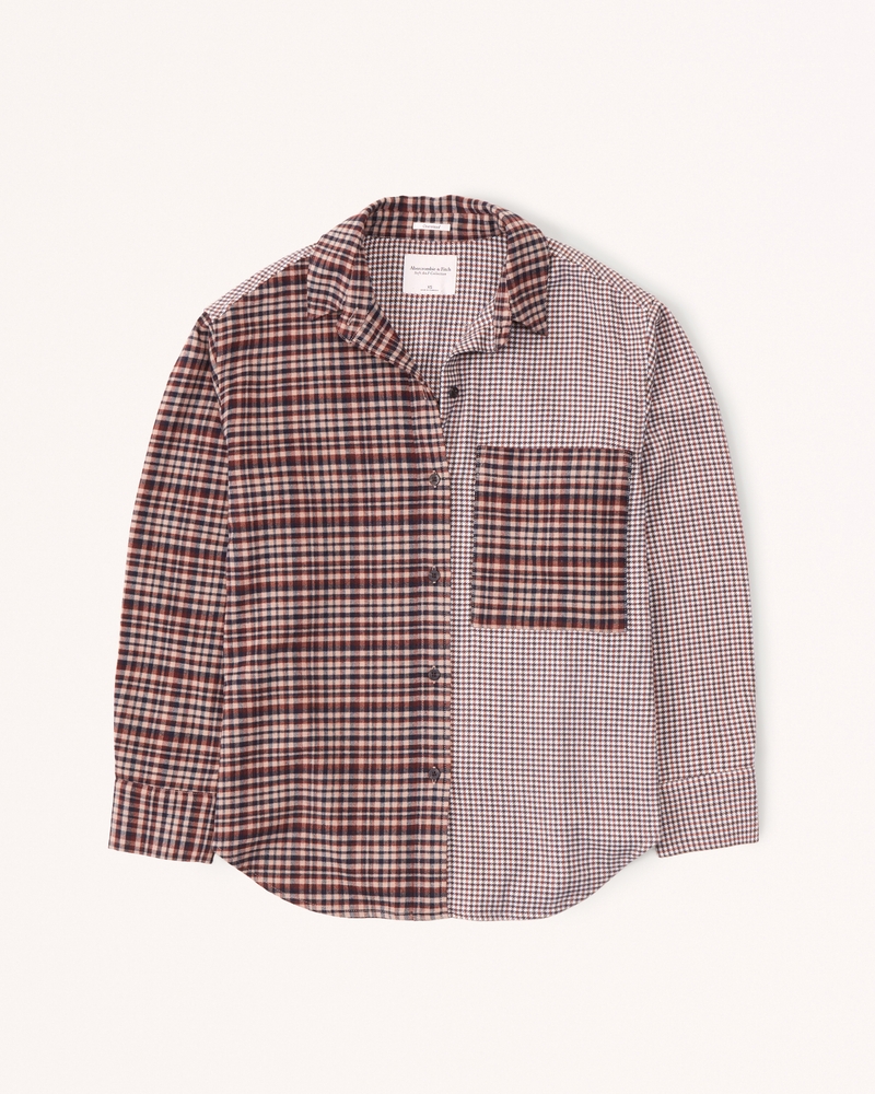 Women's Oversized Colorblock Flannel Shirt | Women's Clearance ...