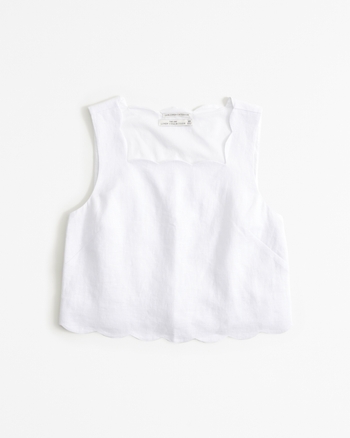 Women's Premium Linen Scallop-Hem Set Top | Women's Clearance ...