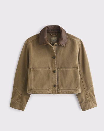 Women's Short Twill Barn Jacket | Women's Coats & Jackets | Abercrombie.com