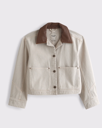 Women's Short Twill Barn Jacket | Women's Clearance | Abercrombie.com
