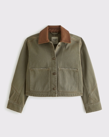 Women's Short Twill Barn Jacket | Women's Clearance | Abercrombie.com