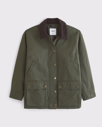 Women's Mid-Length Waxed Barn Jacket | Women's Clearance | Abercrombie.com