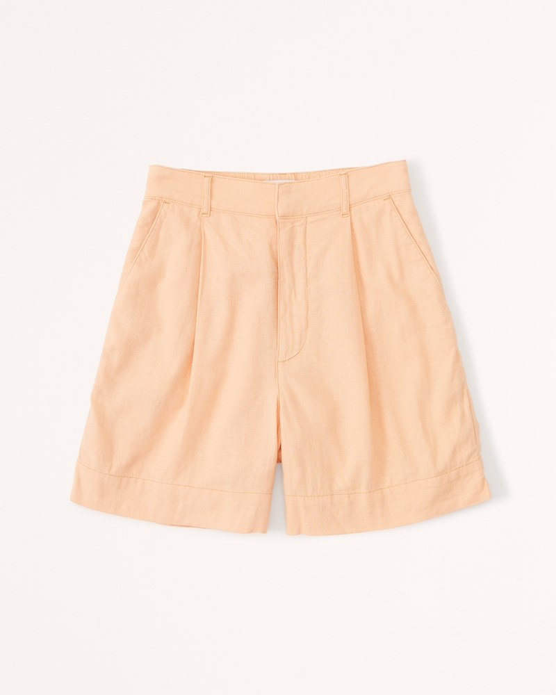 Womens 6 Inch Linen Blend Tailored Shorts Womens Clearance