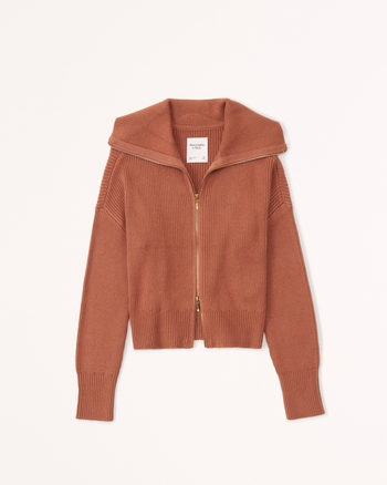 Women's Double Zip Ribbed Cardigan | Women's Tops | Abercrombie.com
