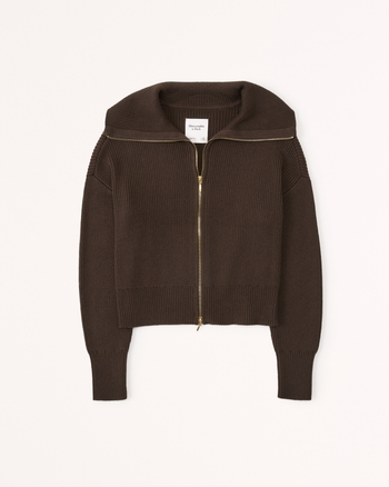 Women's Double Zipper Ribbed Cardigan | Women's Tops | Abercrombie.com