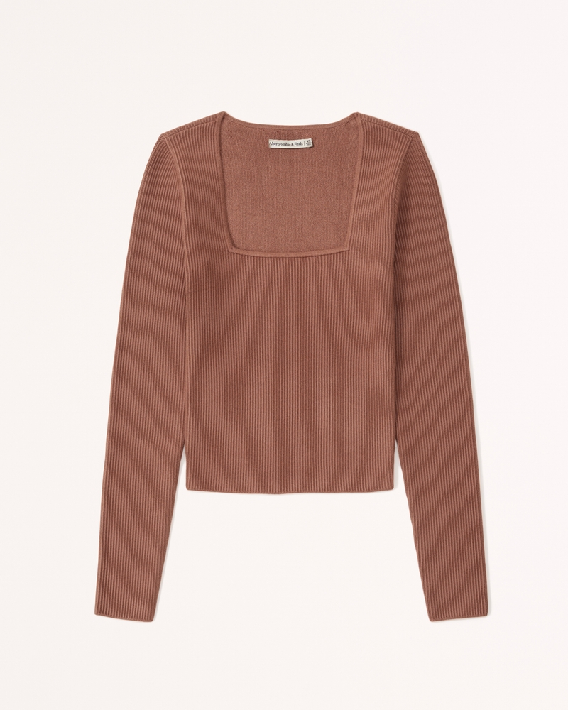Women's Long-Sleeve Ottoman Squareneck Top | Women's Clearance | Abercrombie.com