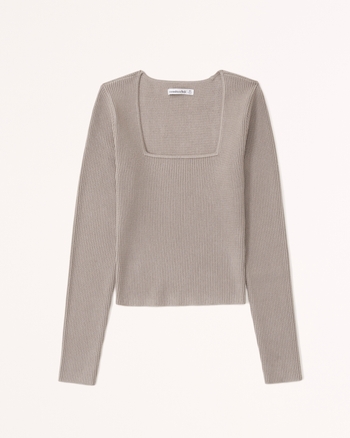 Women's Long-Sleeve Ottoman Squareneck Top | Women's Clearance | Abercrombie.com