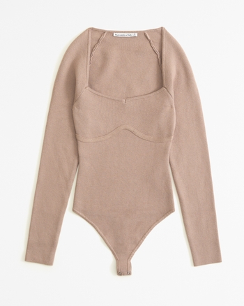 Women's Long-Sleeve Sweetheart Sweater Bodysuit | Women's Clearance ...