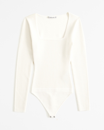 Damen Langärmliger Ottoman-Body mit eckigem Ausschnitt | Damen Angebote ...